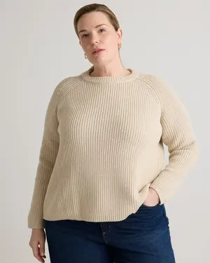 Quince Fisherman Crew Neck Sweater - Speckled Beige