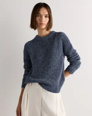 Quince QUINCE Fisherman Crew Neck Sweater Twilight Blue Marl