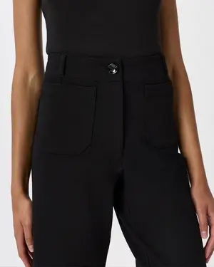 Quince Ultra-stretch Ponte Cropped Wide Leg Pants - Black