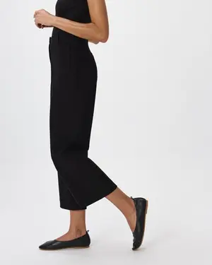 Quince Ultra-stretch Ponte Cropped Wide Leg Pants - Black