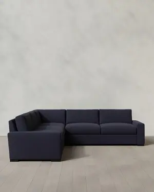 Quince Stillman L Sectional In Performance Basketweave Navy