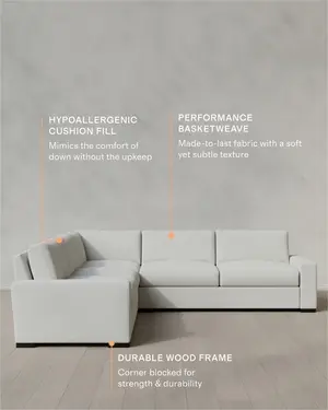 Quince Stillman L Sectional In Performance Basketweave - Snow