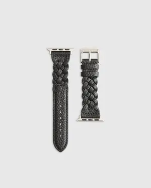 Quince Braided Leather Smartwatch Band - Black