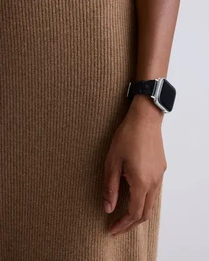 Quince Braided Leather Smartwatch Band - Black