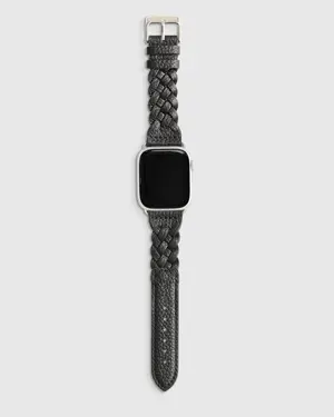 Quince Braided Leather Smartwatch Band - Black