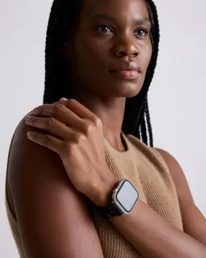 Quince Braided Leather Smartwatch Band - Black