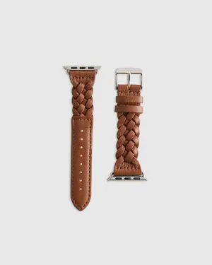 Quince Braided Leather Smartwatch Band - Dark Brown