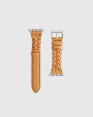 Quince Braided Leather Smartwatch Band - Light Brown