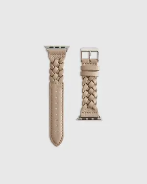 Quince Braided Leather Smartwatch Band Light Grey