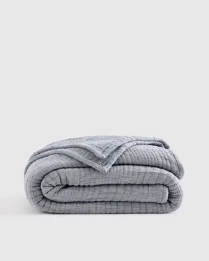 Quince Channel Stitch Coverlet - Blue