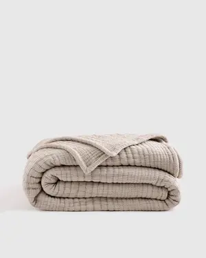 Quince Channel Stitch Coverlet - Taupe