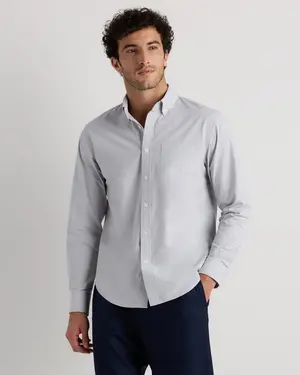 Quince Stretch Poplin Shirt - Grey End-on-end