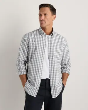 Quince Stretch Poplin Shirt - Grey Gingham