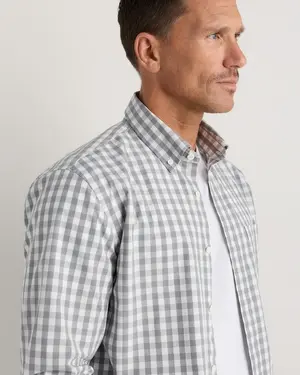 Quince Stretch Poplin Shirt - Grey Gingham