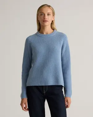 Quince QUINCE Mongolian Cashmere Fisherman Crewneck Knit Sweater Faded Denim
