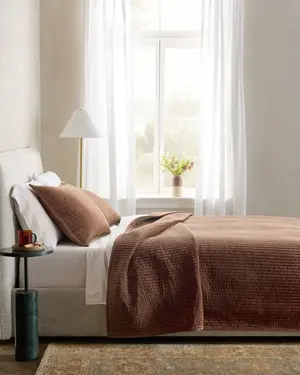 Quince Cotton Velvet Channel Quilt Set - Chestnut
