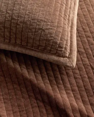 Quince Cotton Velvet Channel Quilt Set - Chestnut
