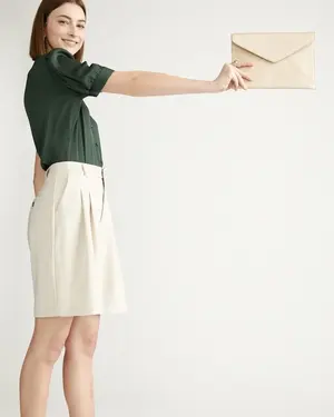Quince Washable Stretch Silk Puff Sleeve Blouse - Forest Green