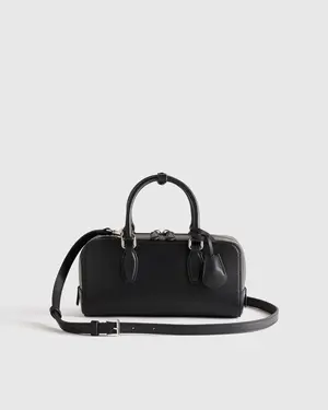 Quince Italian Leather Mini Bowler Satchel - Black