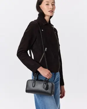 Quince Italian Leather Mini Bowler Satchel - Black