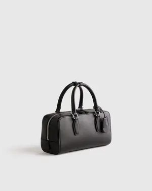 Quince Italian Leather Mini Bowler Satchel - Black