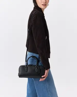 Quince Italian Leather Mini Bowler Satchel - Black