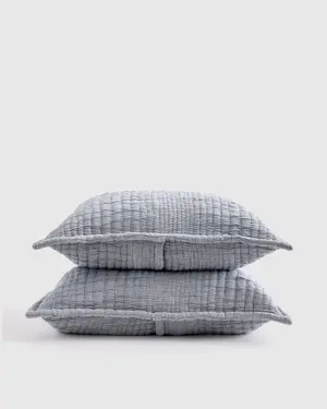 Quince Channel Stitch Sham Set - Blue