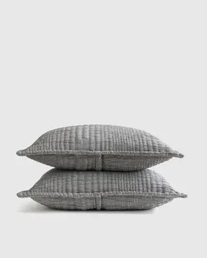 Quince Channel Stitch Sham Set Charcoal