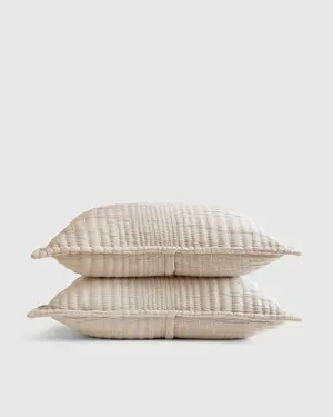 Quince Channel Stitch Sham Set - Sand