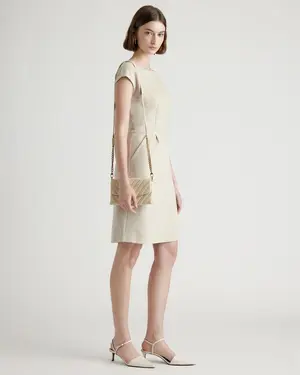 Quince Ultra-stretch Ponte Cap Sleeve Dress - Ecru