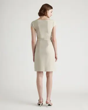 Quince Ultra-stretch Ponte Cap Sleeve Dress - Ecru