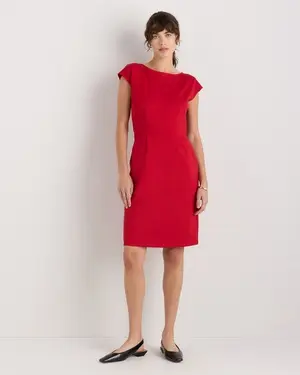 Quince Ultra-stretch Ponte Cap Sleeve Dress - Ruby Red