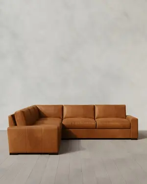 Quince Stillman L Sectional In Leather - Auburn