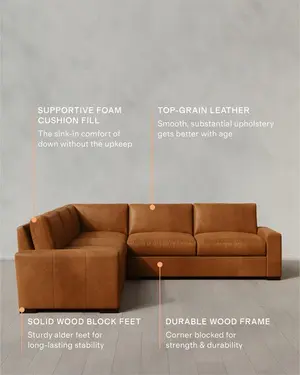 Quince Stillman L Sectional In Leather - Auburn
