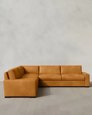 Quince Stillman L Sectional In Leather Scotch