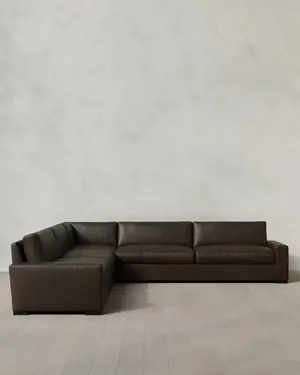 Quince Stillman L Sectional In Leather - Smoke