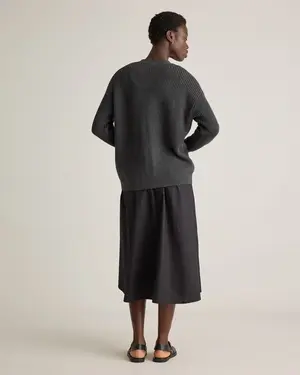 Quince Organic Cotton Oversized Boyfriend Cardigan Sweater - Charcoal
