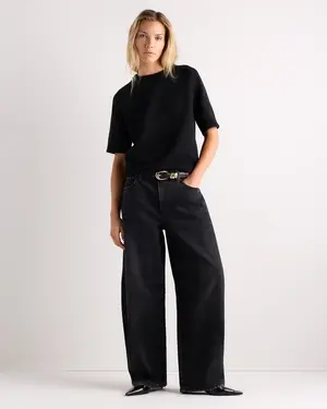 Quince Organic Cotton Sweater Tee - Black