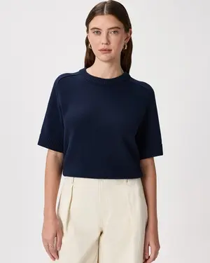 Quince Organic Cotton Sweater Tee - Navy