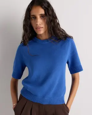 Quince Organic Cotton Sweater Tee - Sapphire Blue
