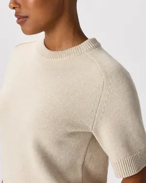 Quince Organic Cotton Sweater Tee - Speckled Beige