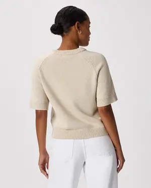 Quince Organic Cotton Sweater Tee - Speckled Beige