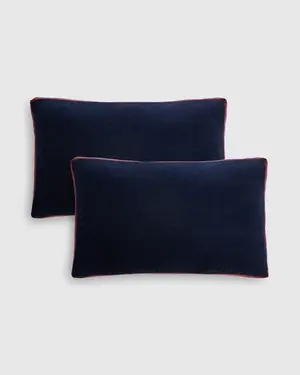 Quince Contrast Piped Wool Pillow Cover Navy/bordeaux
