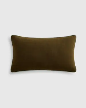Quince Contrast Piped Wool Pillow Cover Olive/light Blue