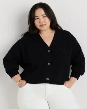 Quince Organic Cotton Cardigan Sweater - Black