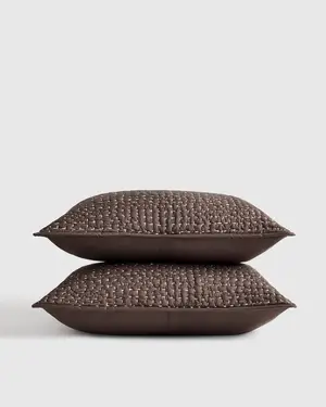 Quince Hand Stitched Quilted Sham Set - Espresso