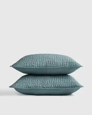 Quince Hand Stitched Quilted Sham Set - Ocean