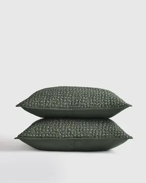 Quince Hand Stitched Quilted Sham Set Pine