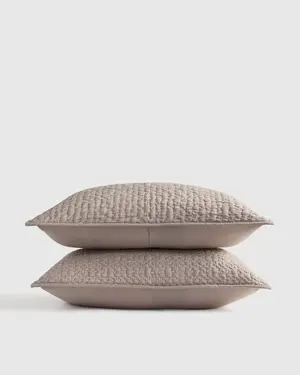Quince Hand Stitched Quilted Sham Set - Stone