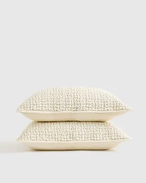 Quince Hand Stitched Quilted Sham Set - Undyed